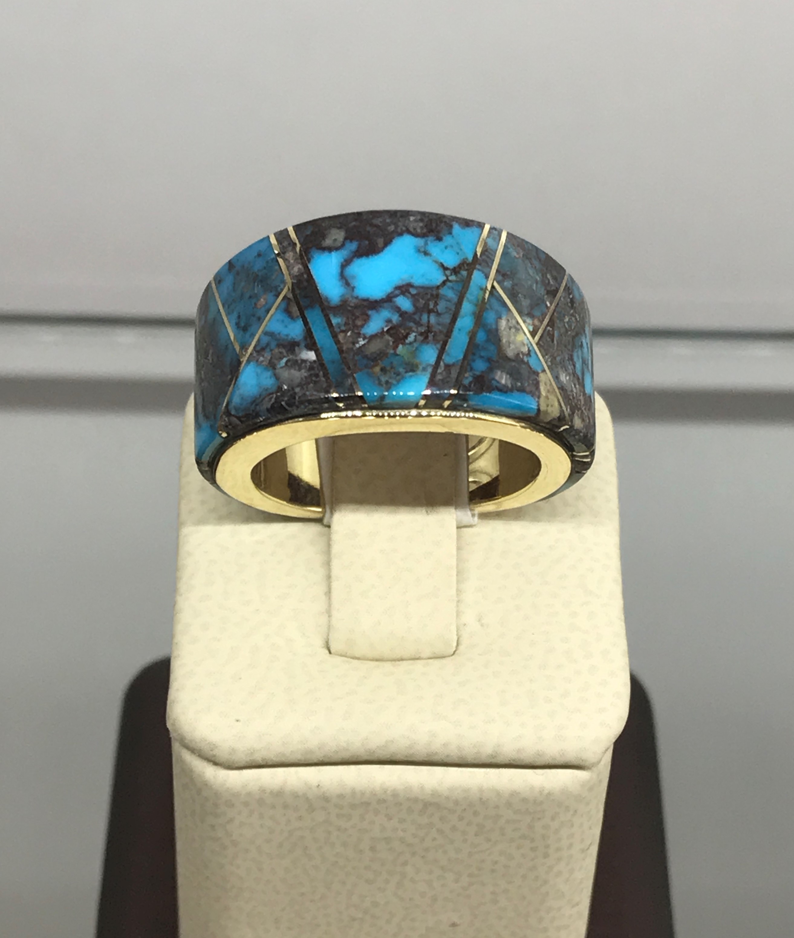 14K Gold Bisbee Turquoise Ring – Native Jewelry Gallery 14K Gold Bisbee Turquoise Ring – Native Jewelry Gallery
